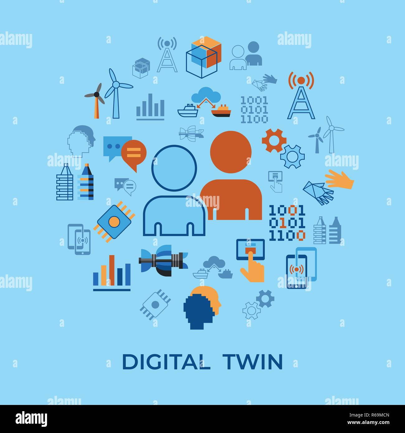 Digital vector digital tween assistant technology icons set ...