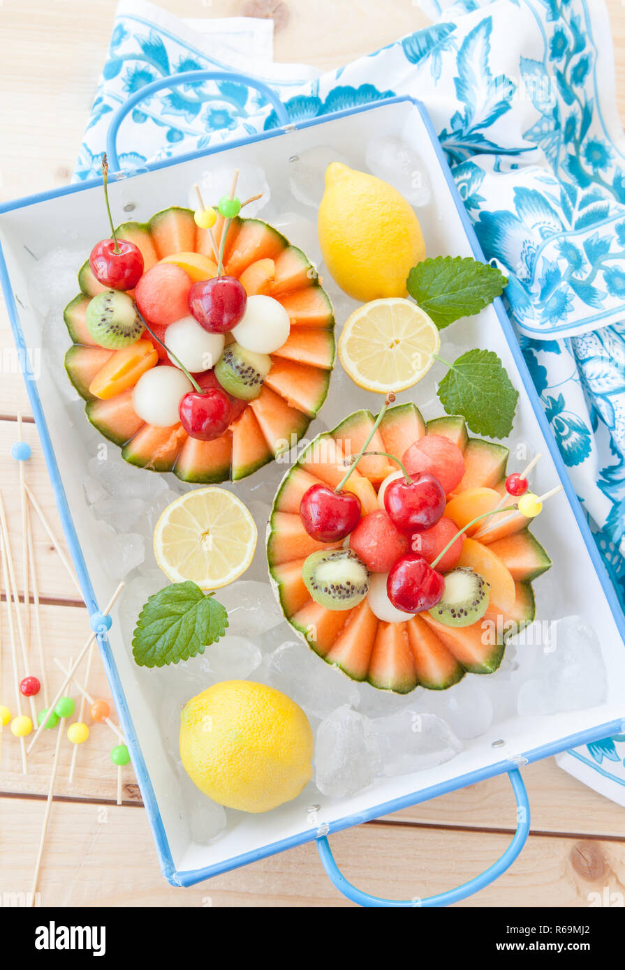 Fruit Salad In Melon Cup Stock Photo - Alamy