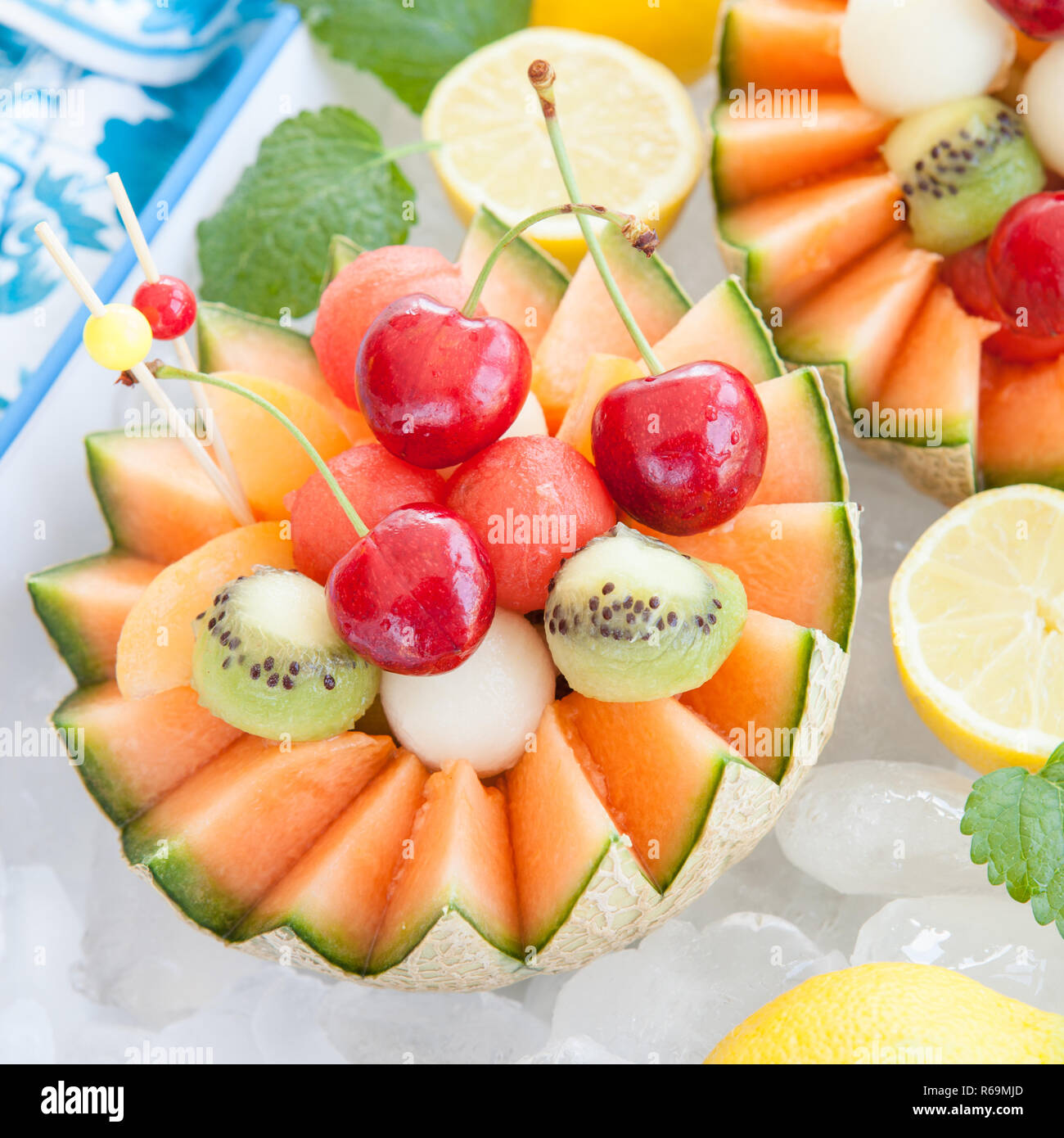 Fruit Salad In Melon Cup Stock Photo - Alamy