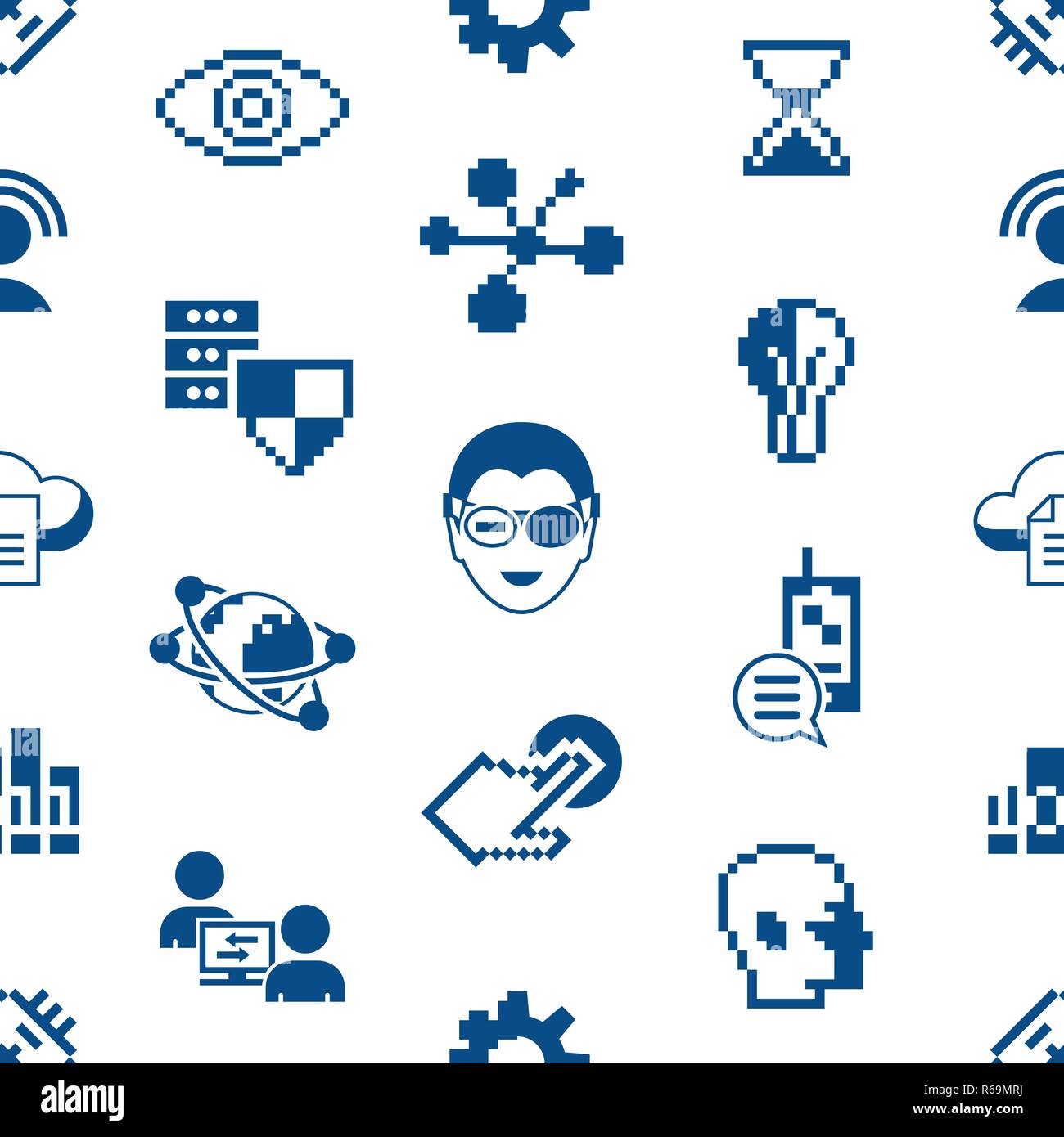 Digital vector pixel art digital technology icons set infographics ...