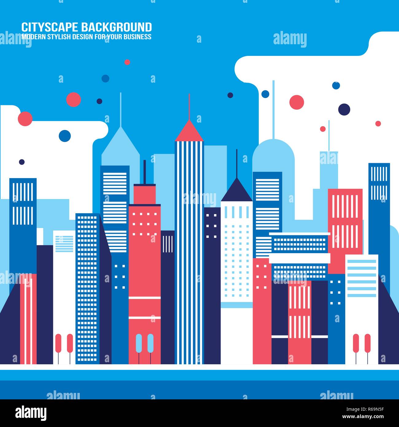 Cityscape background Downtown with skyscrapers Modern flat design style ...