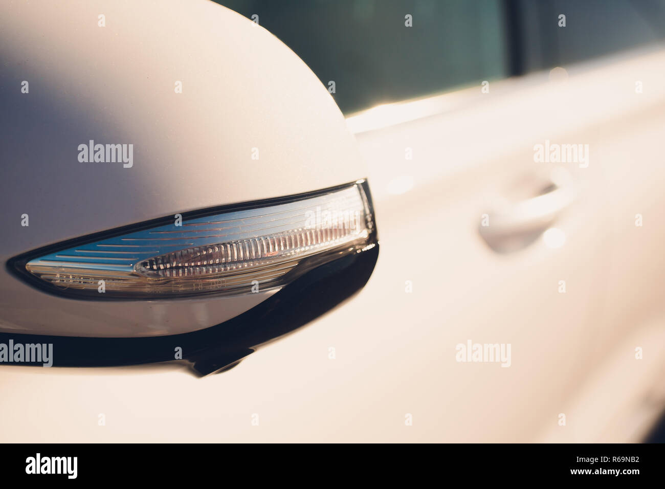 close up white car rear view mirror Stock Photo - Alamy