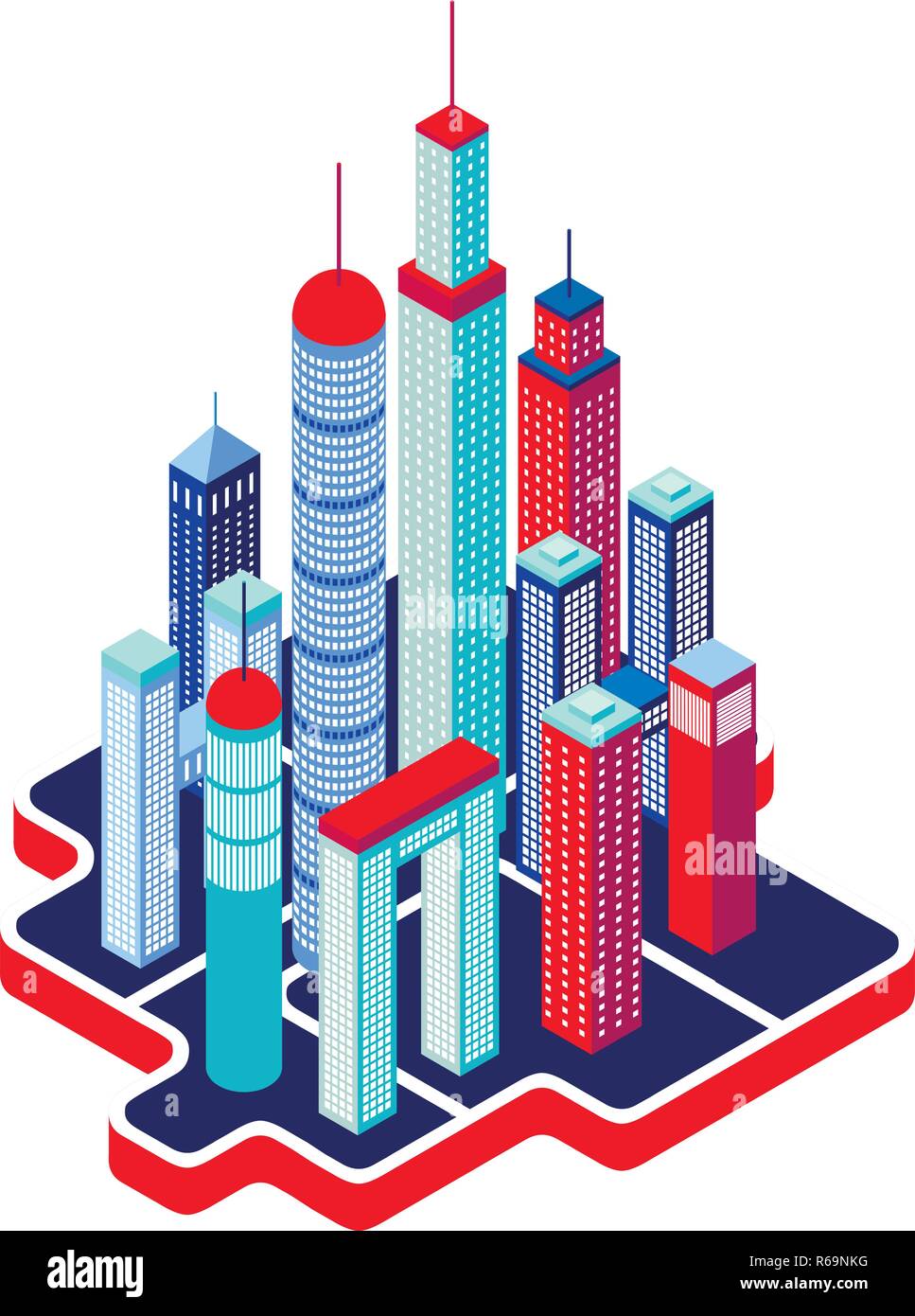 Isometric City buildings and architecture Cityscape Vector illustration ...