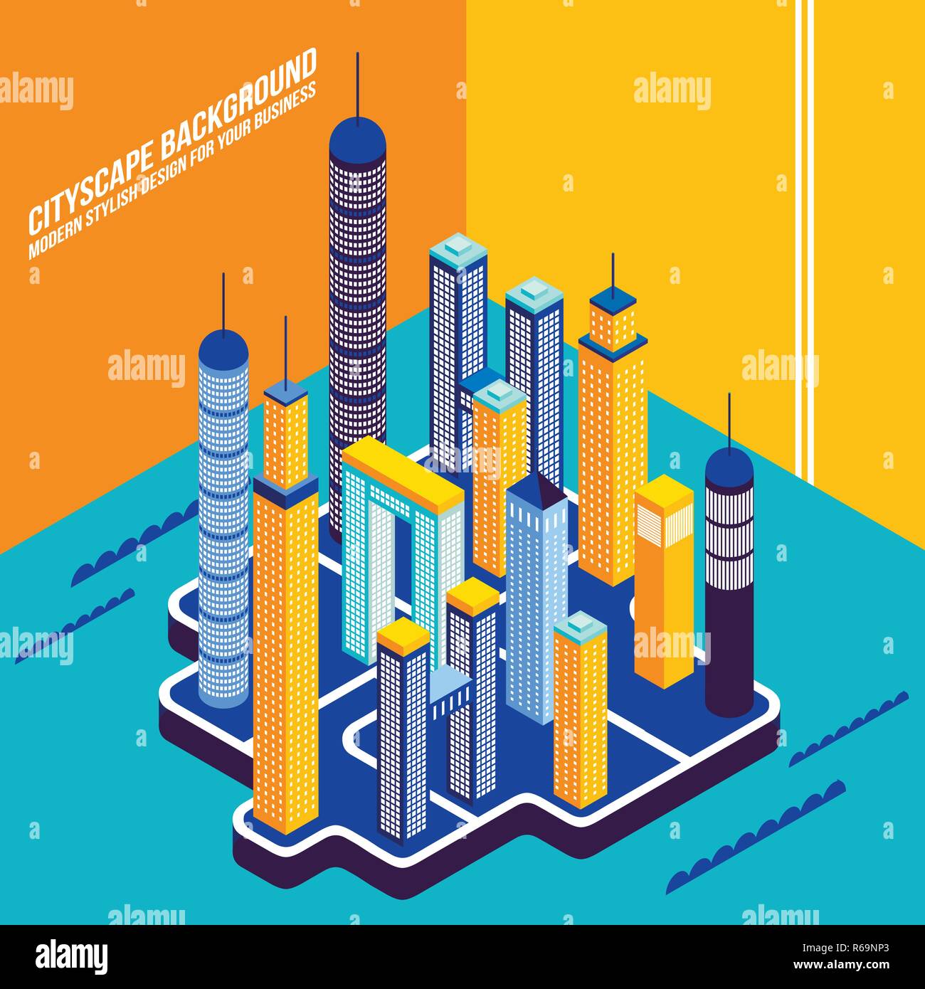 Isometric City buildings and architecture Cityscape Vector illustration ...