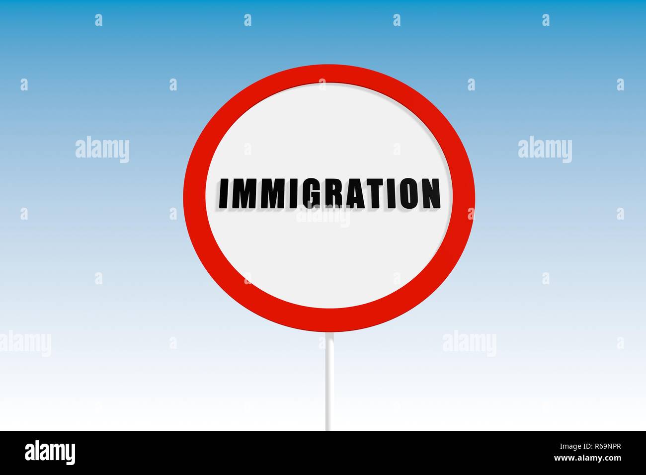 stop road sign with immigration text Stock Photo - Alamy