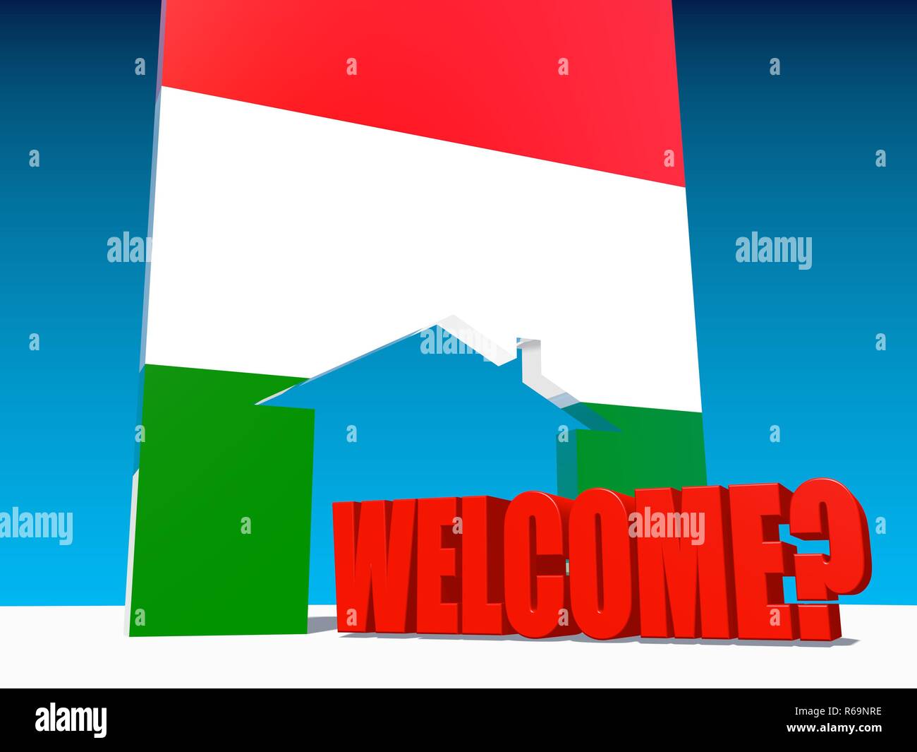 welcome under question and home icon textured by hungary flag Stock ...