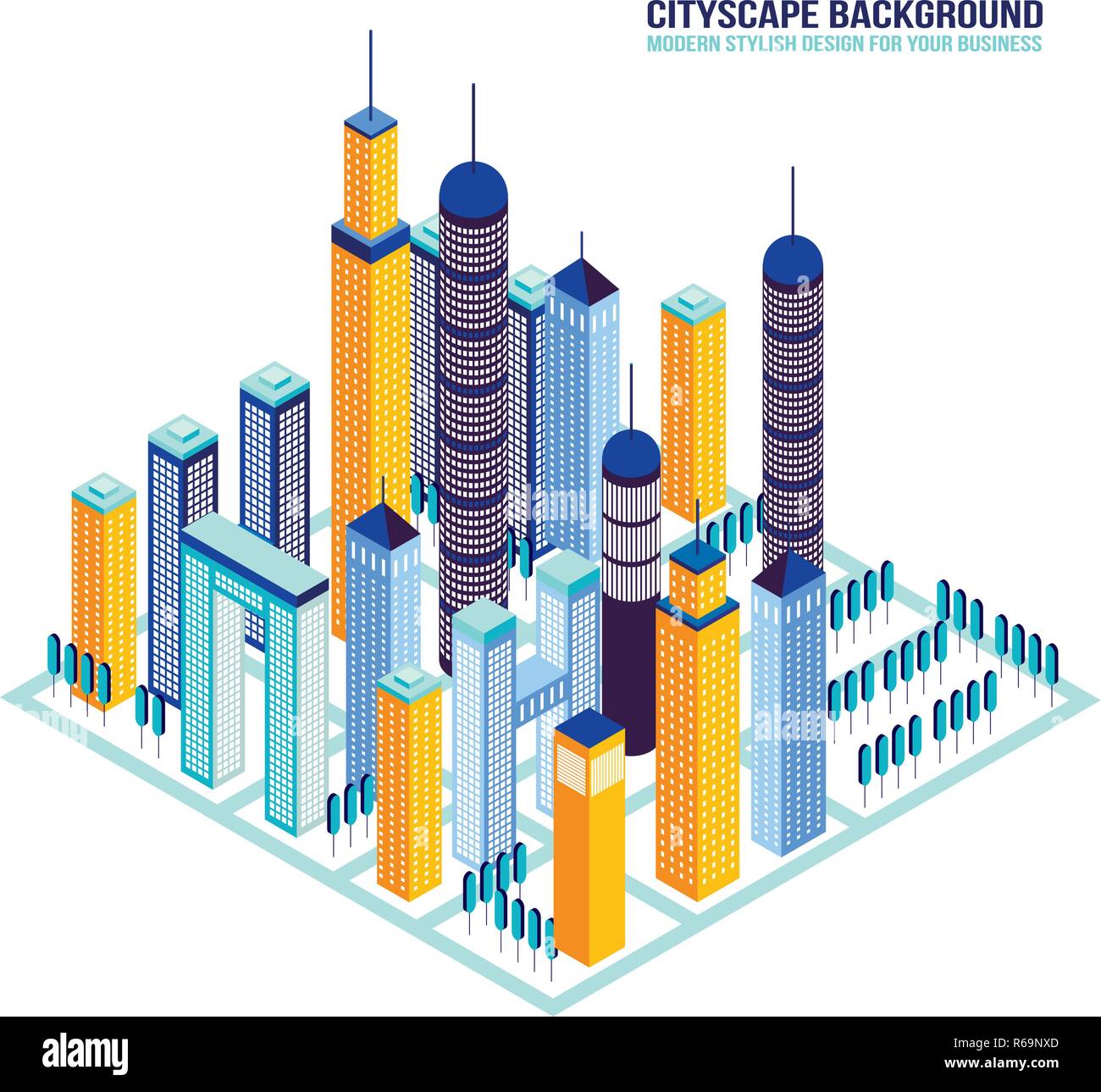 Isometric City buildings and architecture Cityscape Vector illustration ...