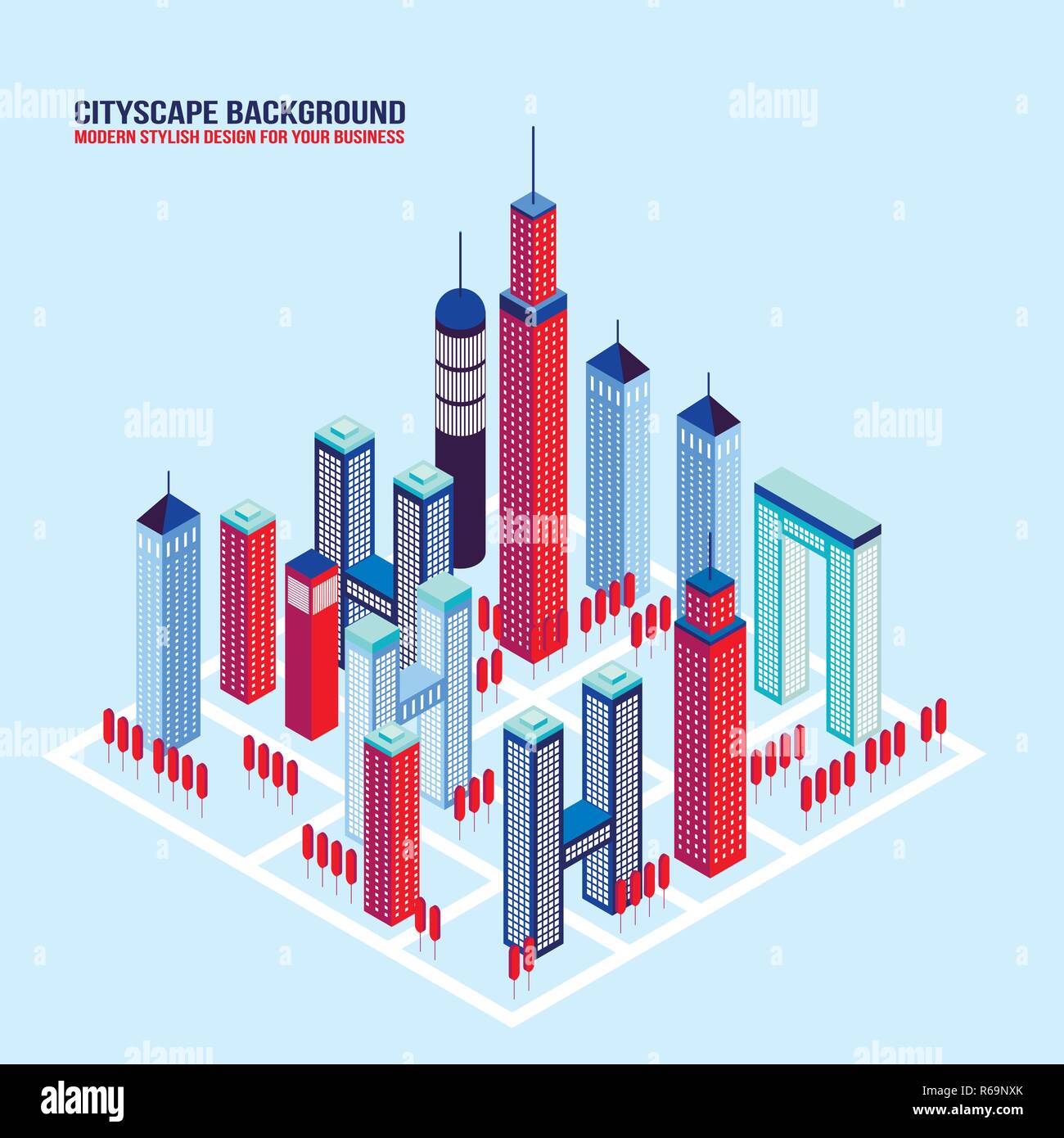 Isometric City buildings and architecture Cityscape Vector illustration ...