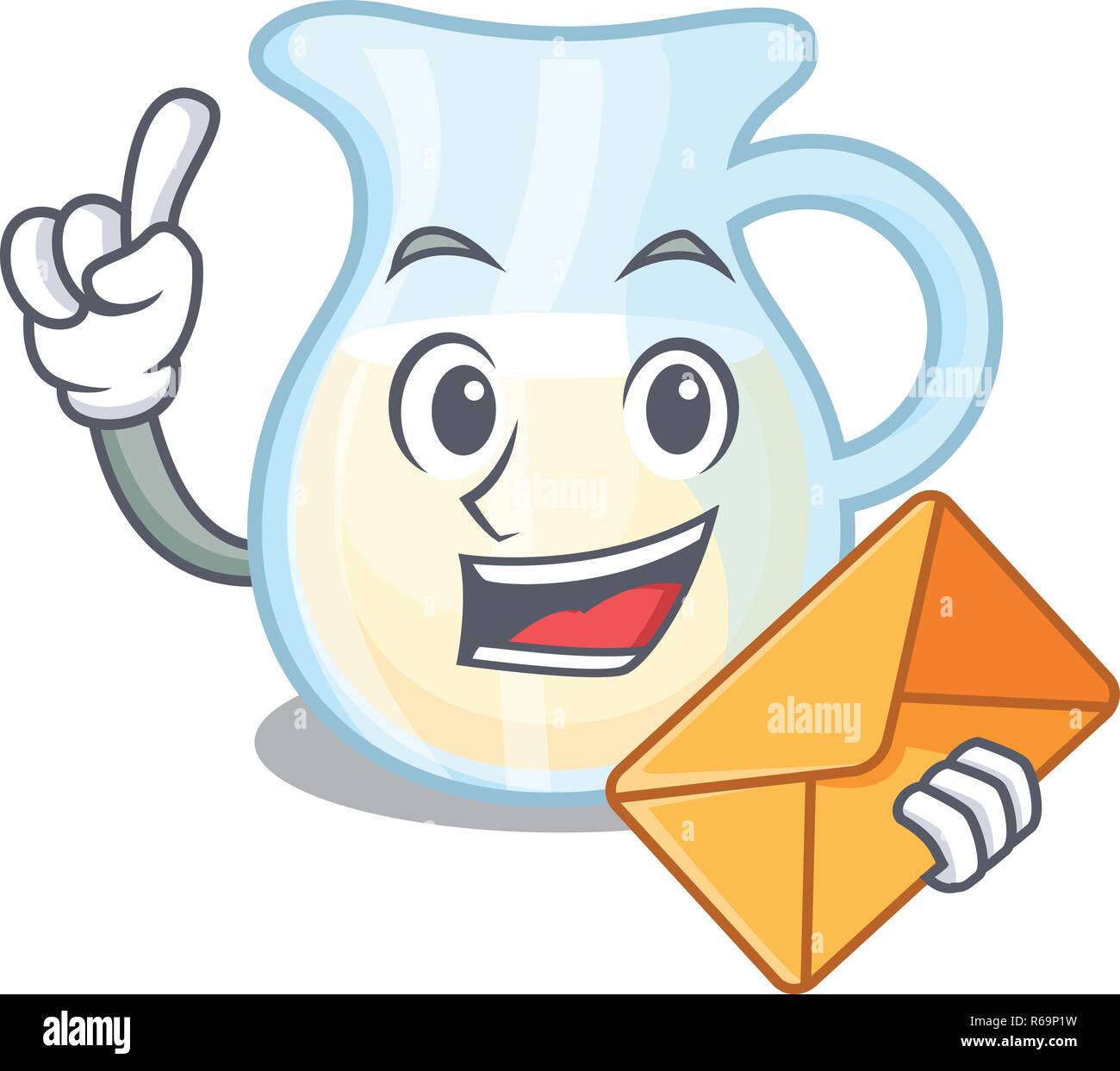With envelope Jug of milk isolated on mascot vector illurstartion Stock ...