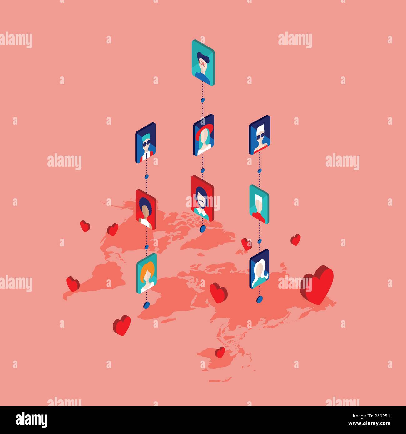 Social network concept Modern flat isometric design Vector illustration ...