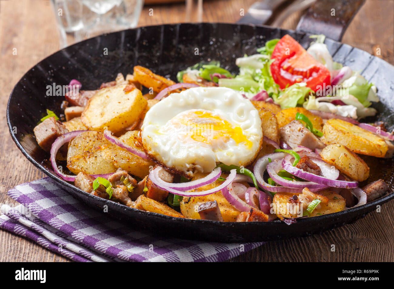 Tyrolean Groestl With An Egg Stock Photo - Alamy