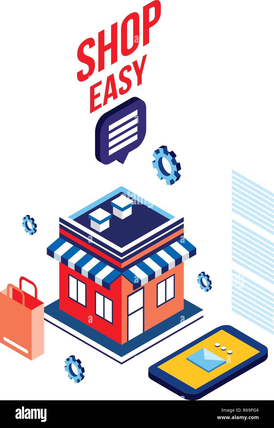 Flat 3d isometric design concept Shopping and e-commerce Vector illustration Stock Vector Image ...