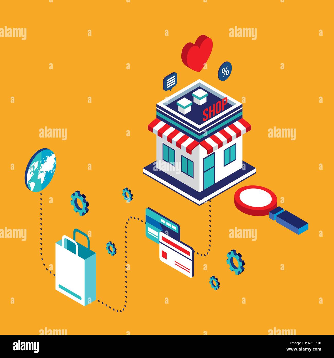 Flat 3d isometric modern design Online shopping and e-commerce concept ...