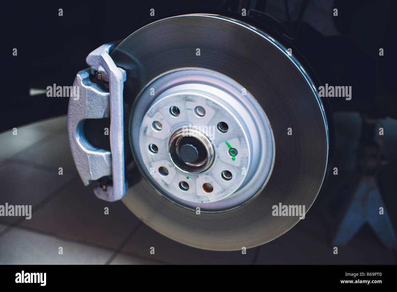 Brake disk and detail of wheel hub Stock Photo - Alamy