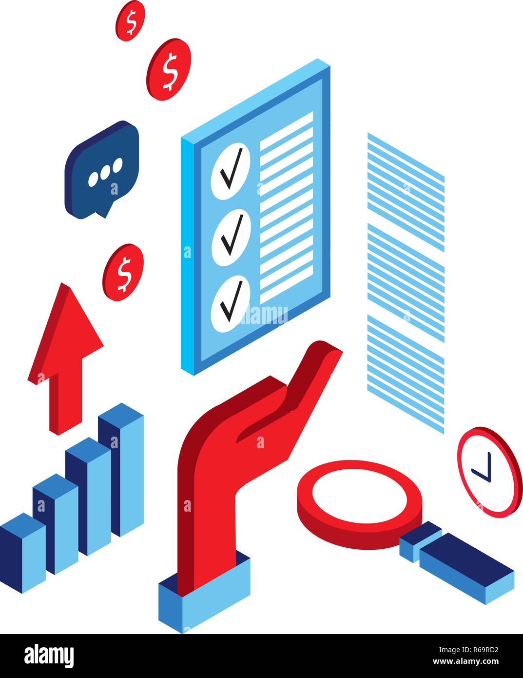 Successful business process concept Idea research hardwork success 3d ...