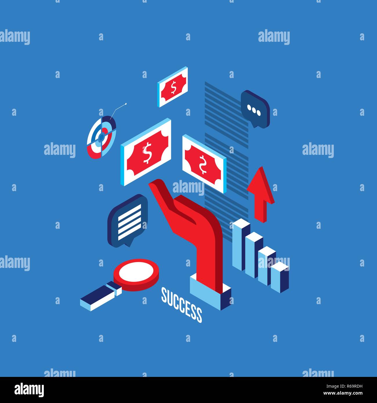 Successful business process concept Idea research hardwork success 3d ...