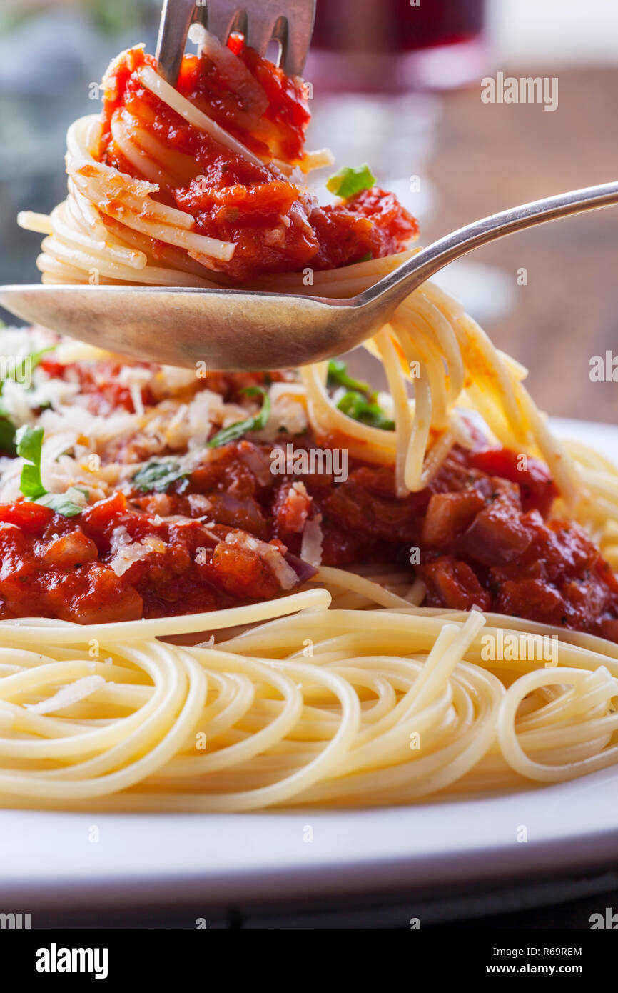 Spaghetti With Tomato Sauce Stock Photo - Alamy