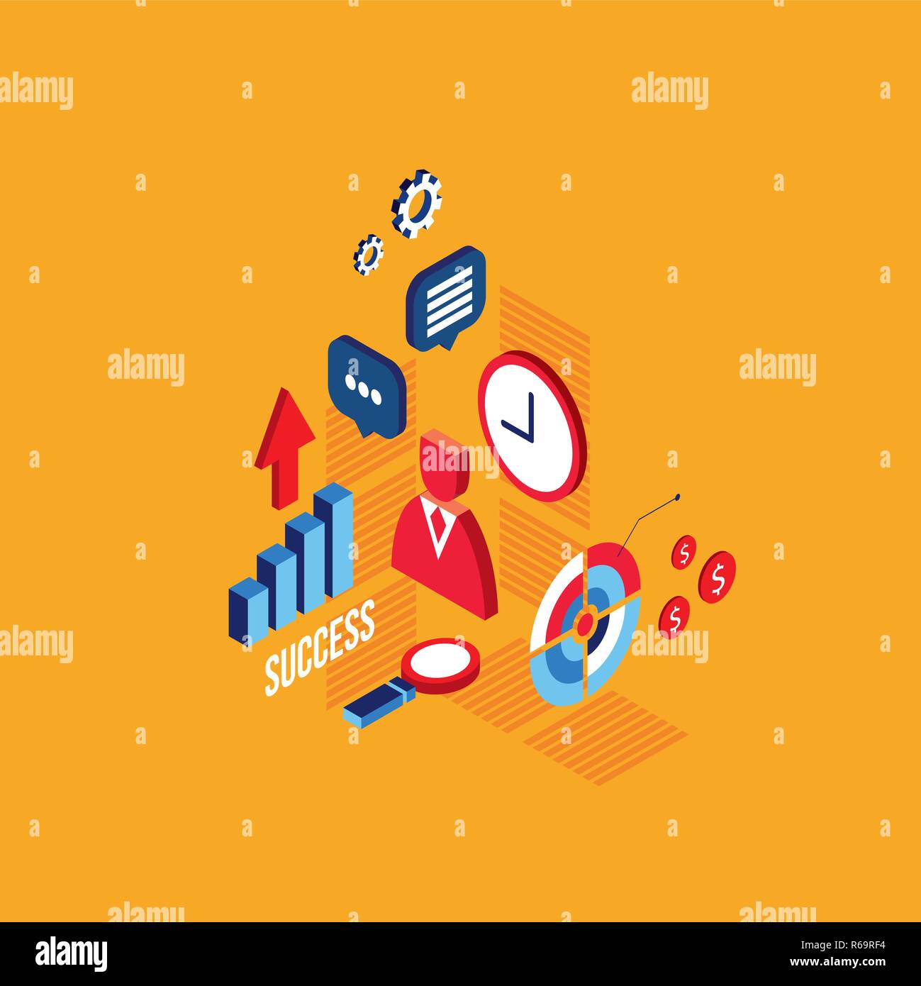 Successful business concept 3d isometric flat design Vector ...