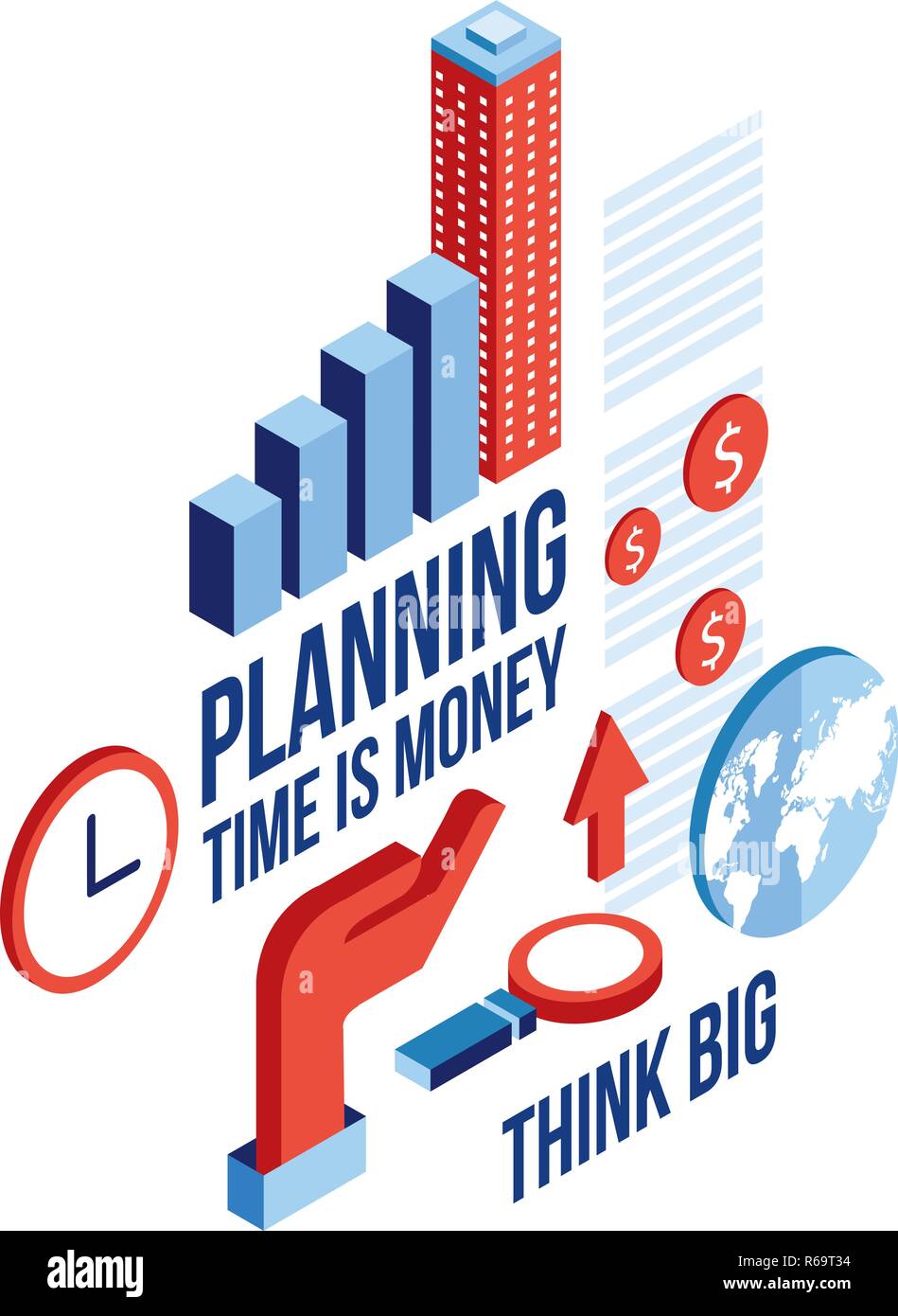 Isometric Raising graph Infographic elements set Business Planning ...