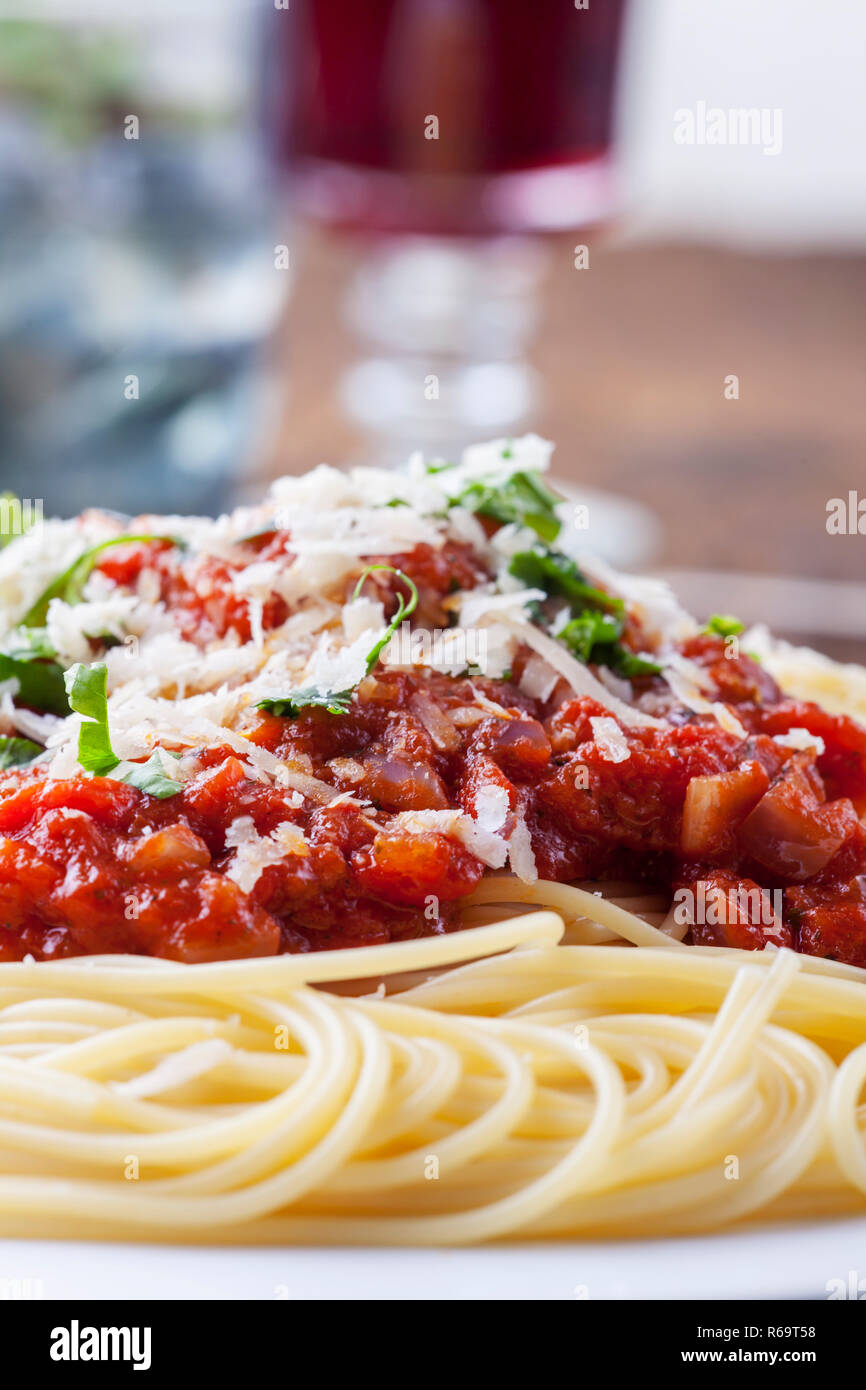 Spaghetti With Tomato Sauce Stock Photo - Alamy