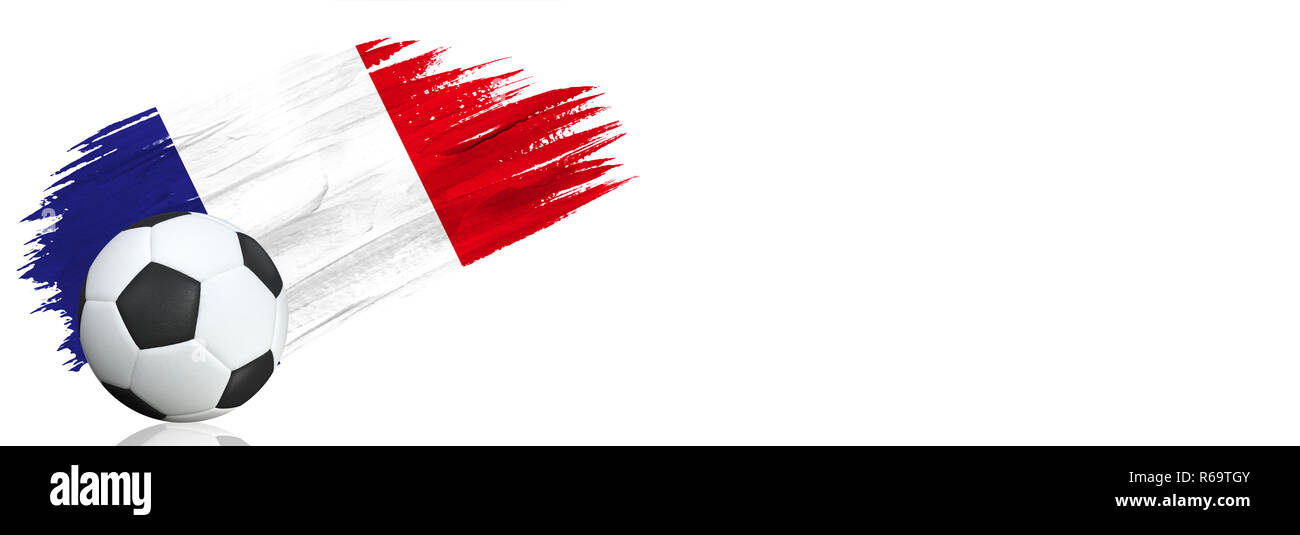 Painted brush stroke in the flag of France. Soccer banner with classic ...