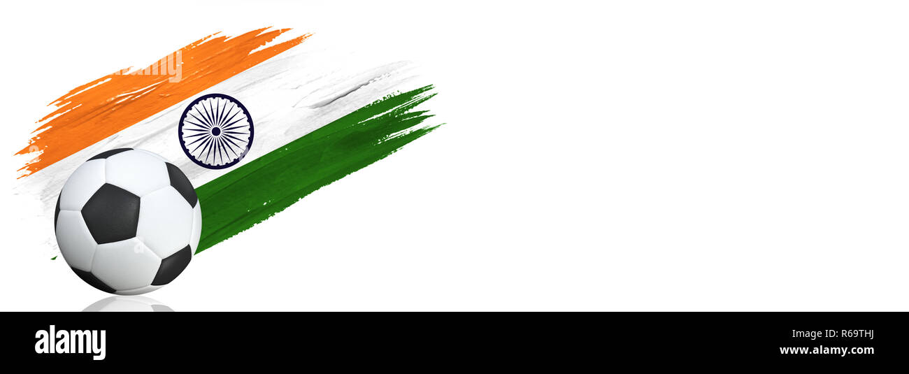 Painted brush stroke in the flag of India. Soccer banner with classic ...