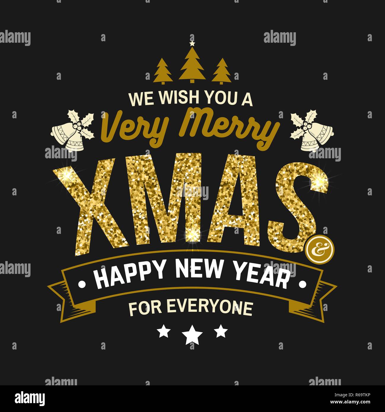 We wish you a very Merry Christmas and Happy New Year stamp, sticker ...