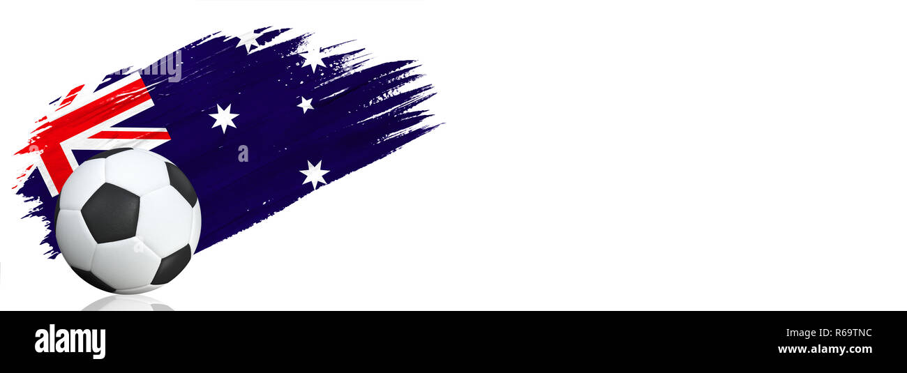 Painted brush stroke in the flag of Australia. Soccer banner with ...
