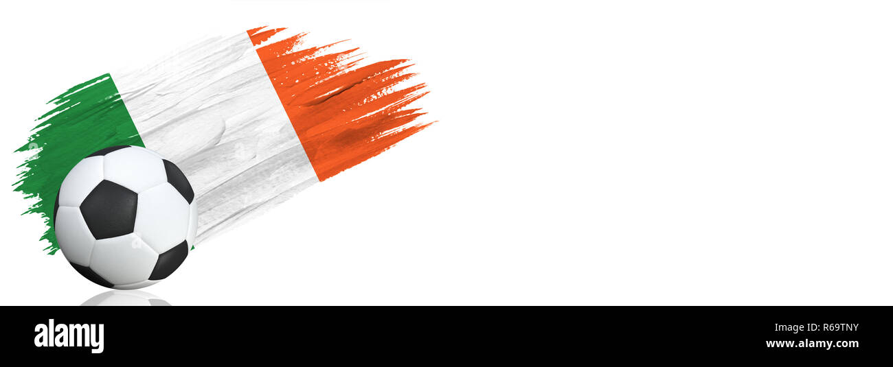 Painted brush stroke in the flag of Ireland. Soccer banner with classic ...