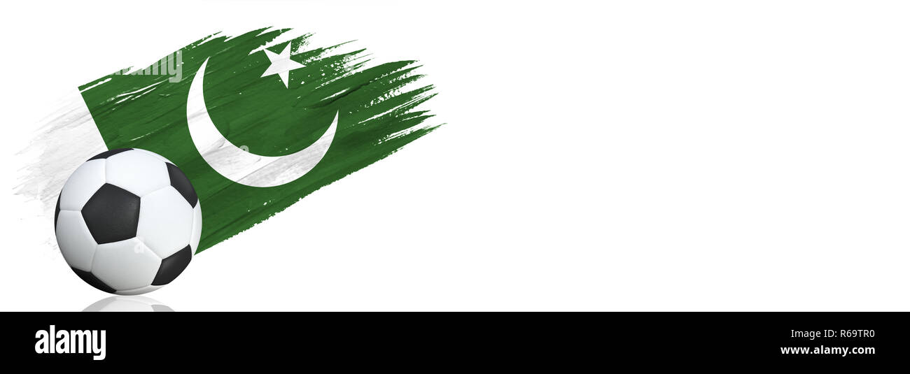 Painted brush stroke in the flag of Pakistan. Soccer banner with ...