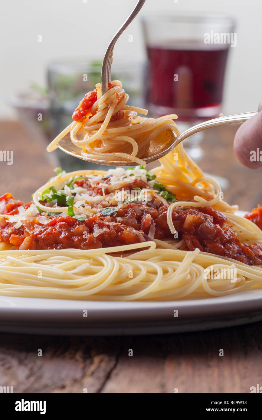 Spaghetti With Tomato Sauce Stock Photo - Alamy