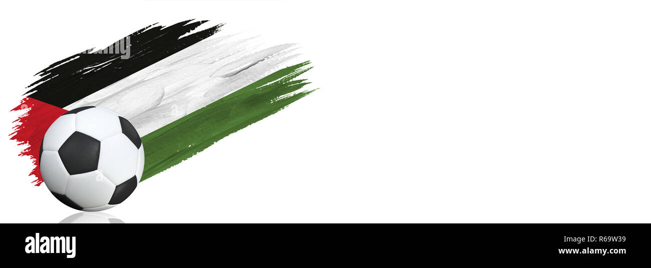 Painted brush stroke in the flag of Palestine. Soccer banner with ...