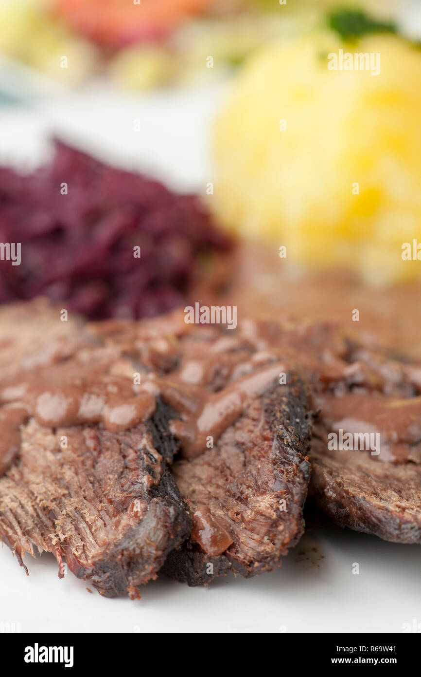 Bavarian sauerbraten marinated beef speciality hi-res stock photography ...
