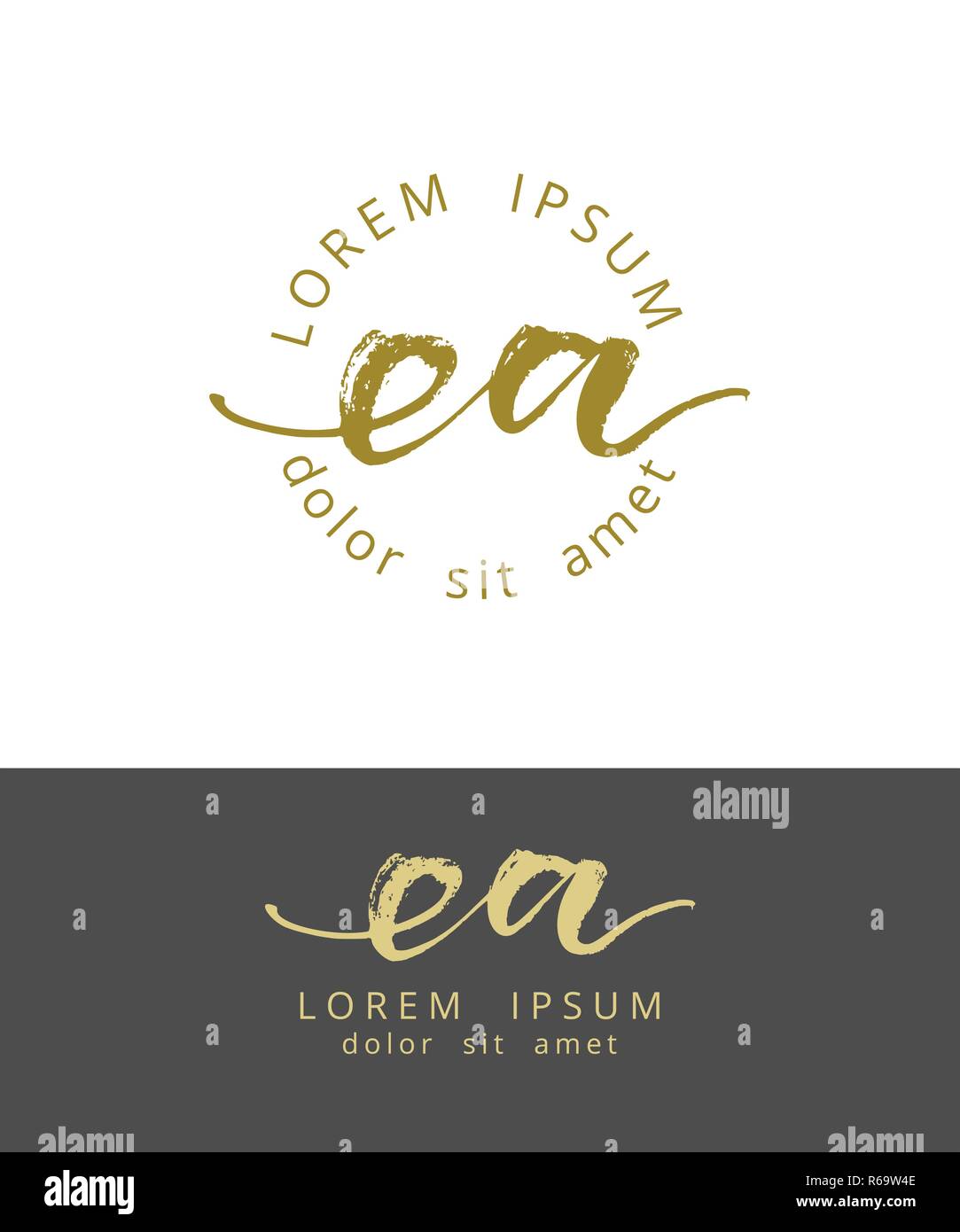 E A. Initials Monogram Logo Design. Dry Brush Calligraphy Stock Vector ...