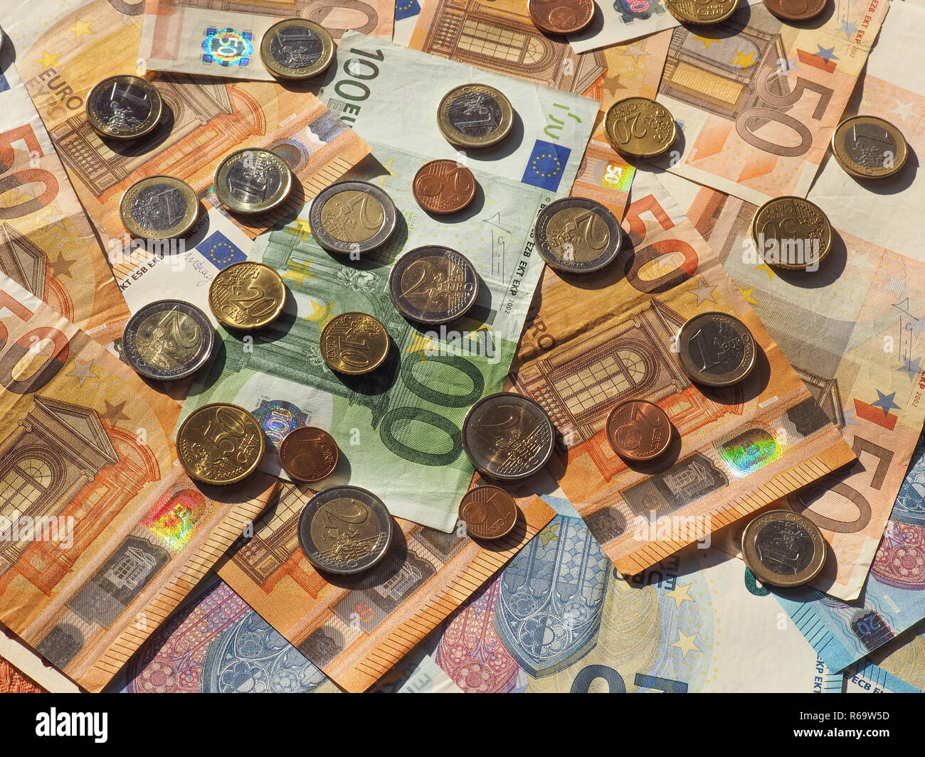 Euro notes and coins, European Union Stock Photo - Alamy
