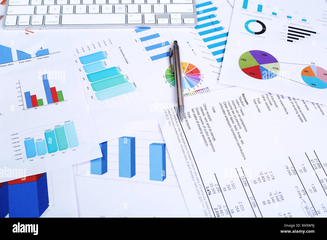 Picture of graph paper, pen and keyboard Stock Photo - Alamy