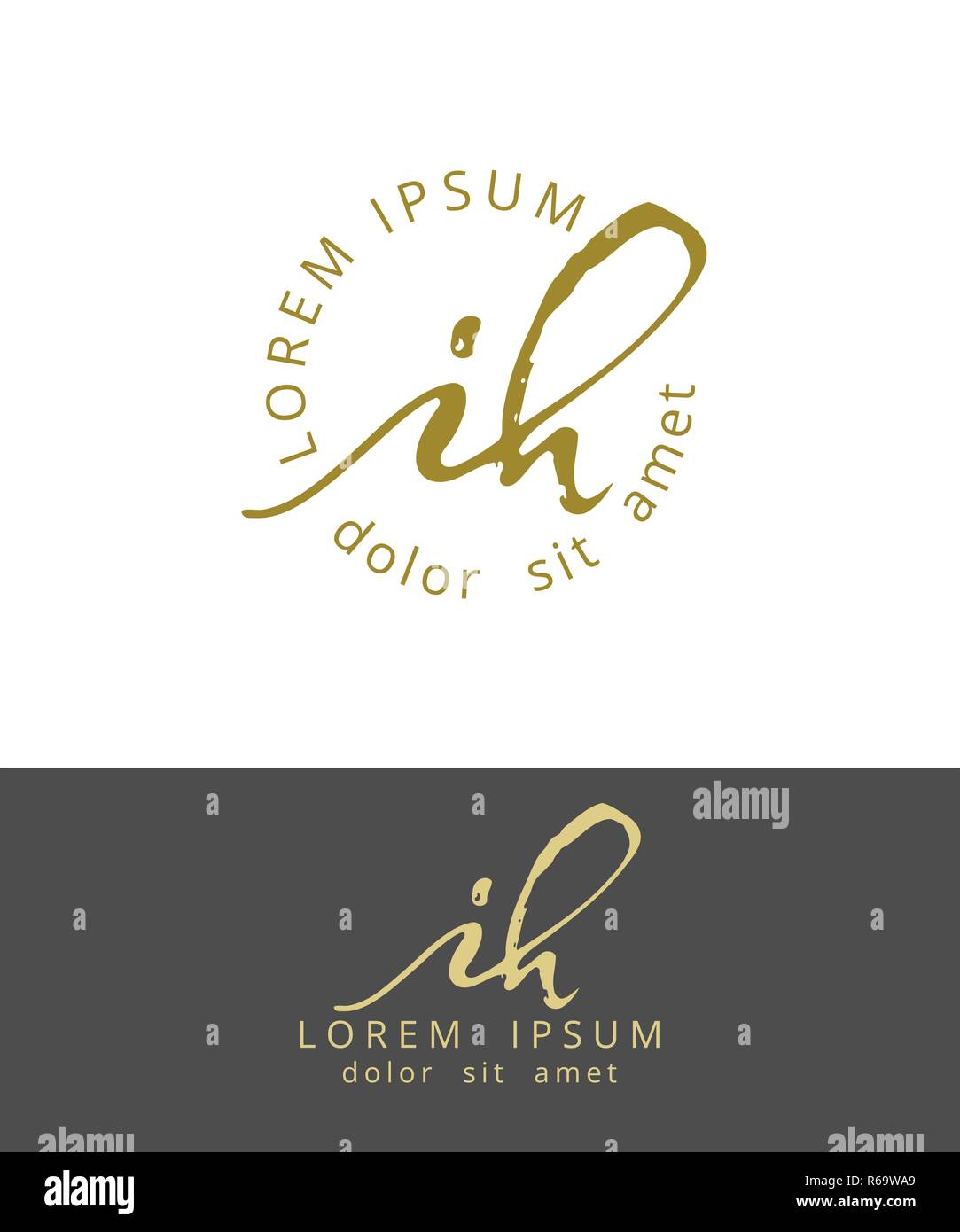 I H. Initials Monogram Logo Design. Dry Brush Calligraphy Stock Vector ...