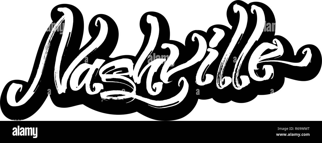Nashville. Sticker. Modern Calligraphy Hand Lettering for Silk Screen ...