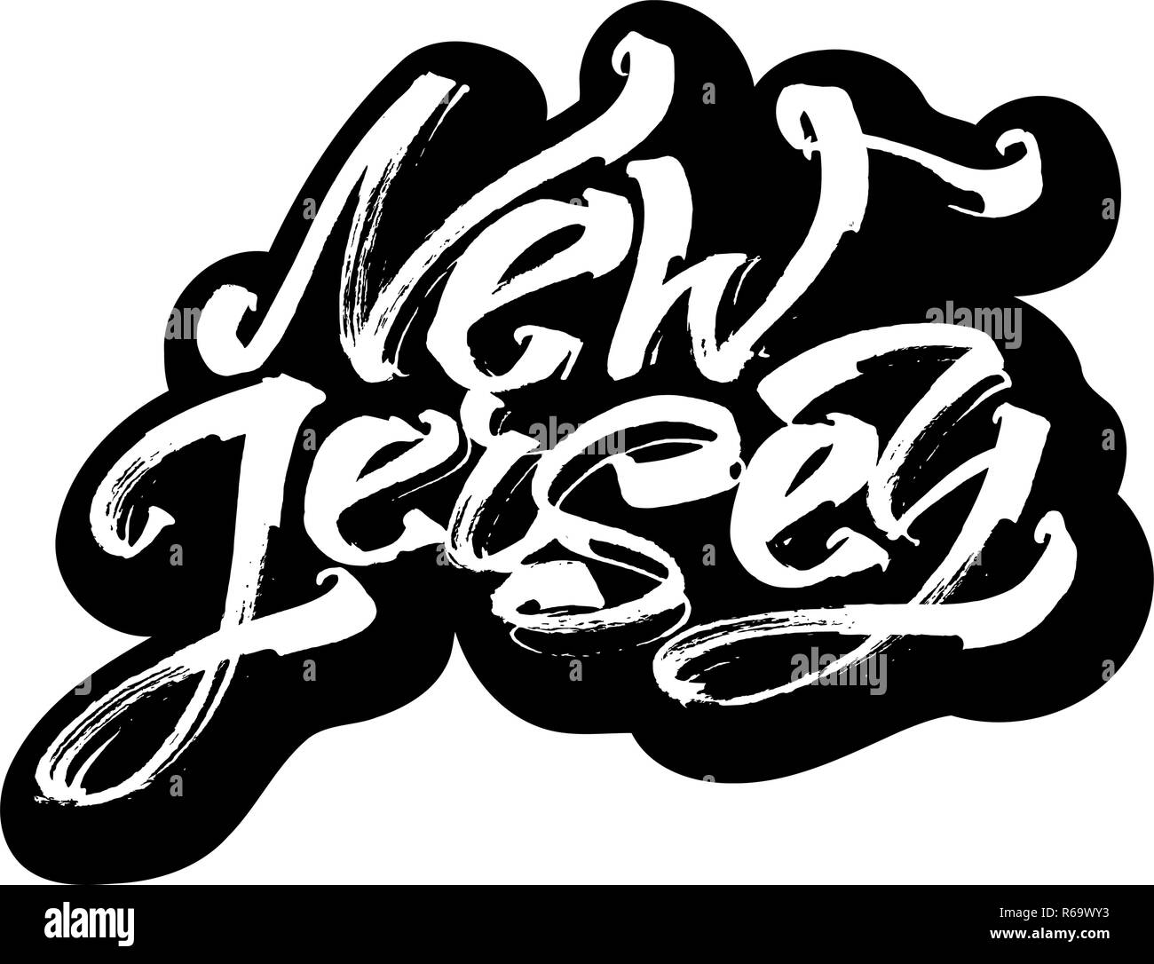 New Jersey. Sticker. Modern Calligraphy Hand Lettering for Serigraphy ...