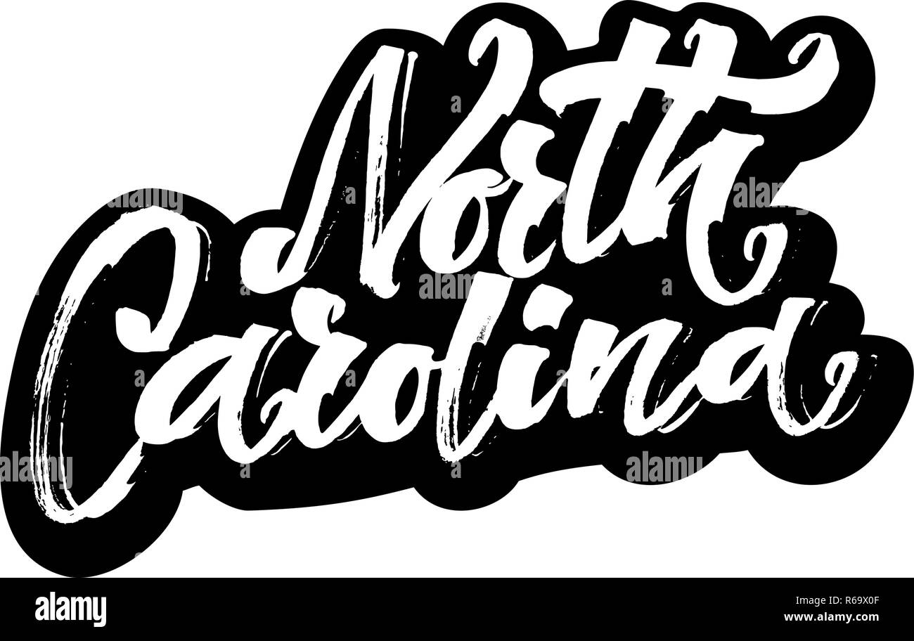 North Carolina. Sticker. Modern Calligraphy Hand Lettering for ...
