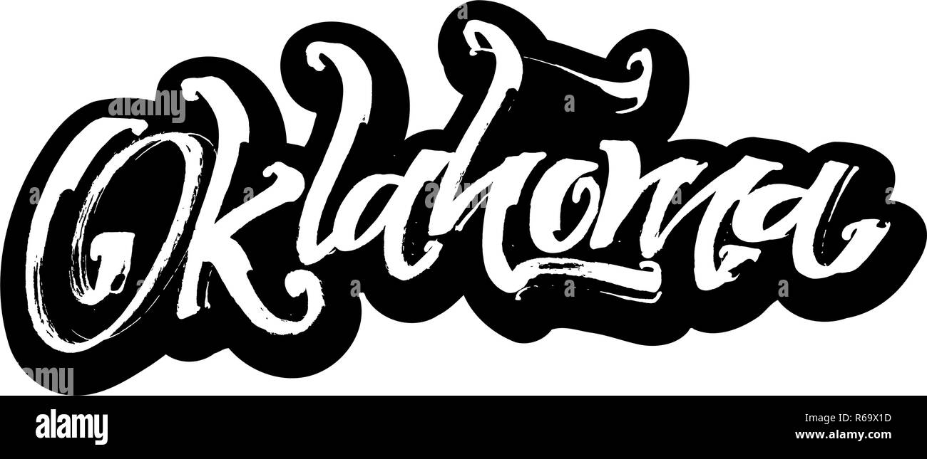 Oklahoma. Sticker. Modern Calligraphy Hand Lettering for Serigraphy Print Stock Vector Image ...
