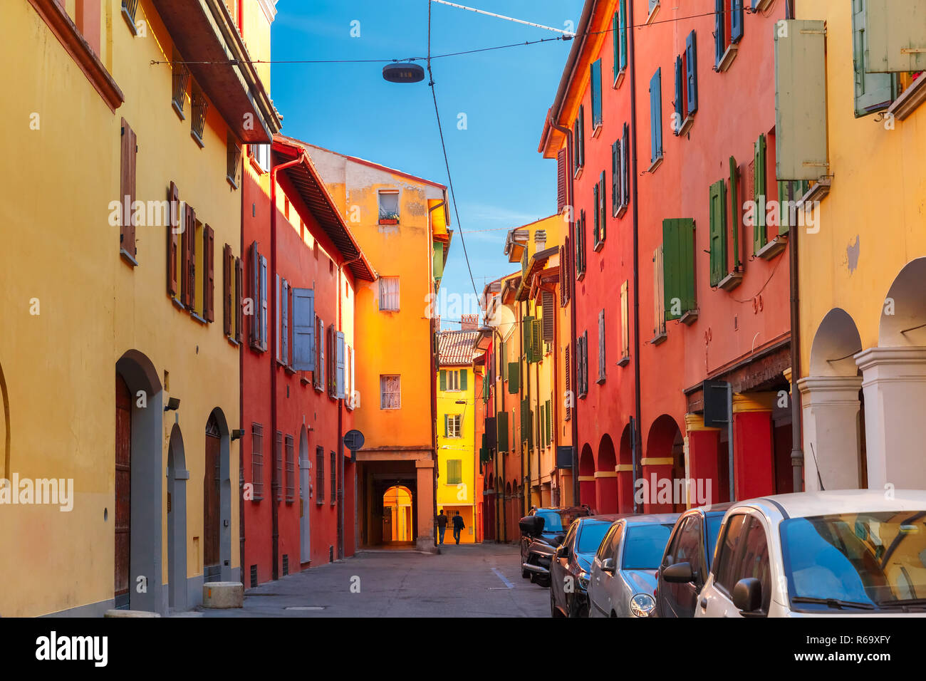 Medieval street portico in Bologna, Italy Stock Photo - Alamy