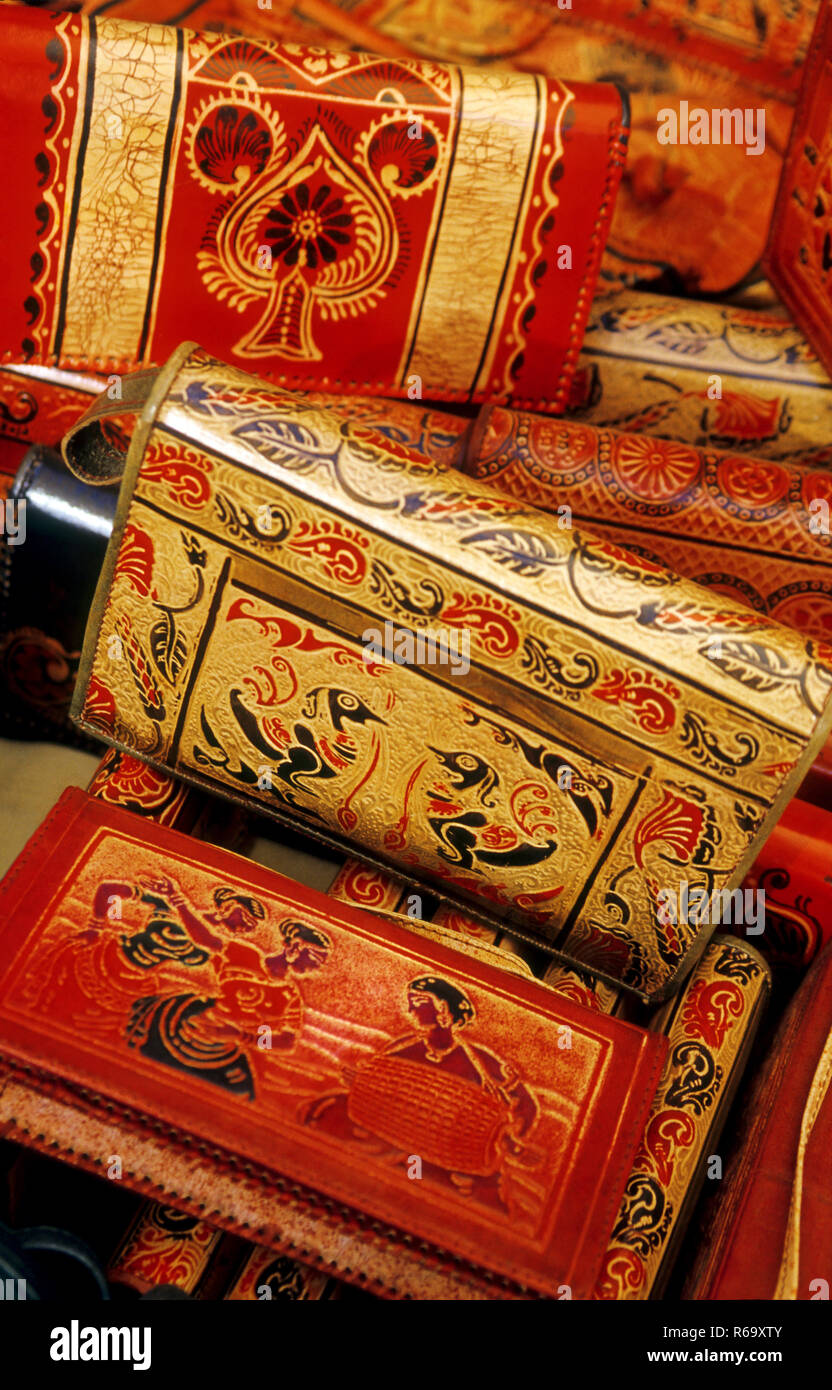 Leather purse handicraft, India, Asia Stock Photo - Alamy