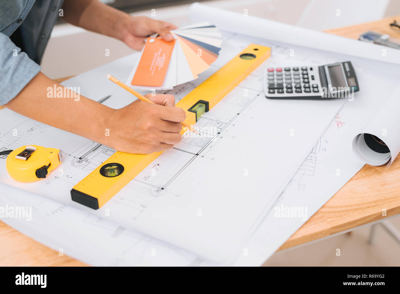 Workplace items tools for project, Architect or Engineer working on ...