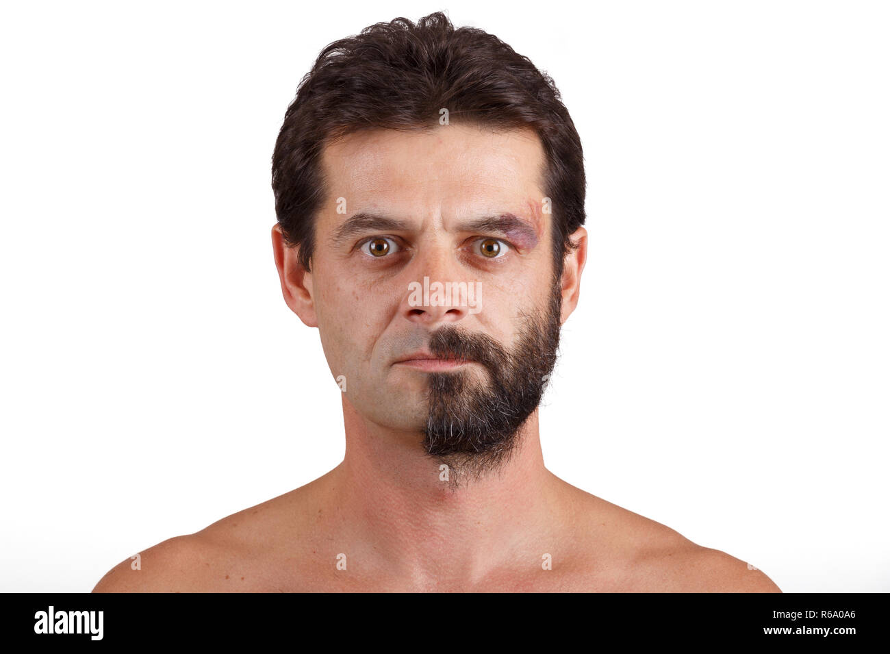 portrait of man with half shaved face Stock Photo - Alamy