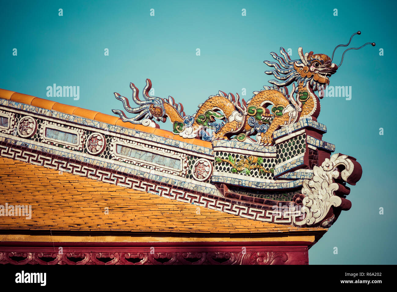 Detailed view of dragons on Citadel the Imperial City with the Purple ...