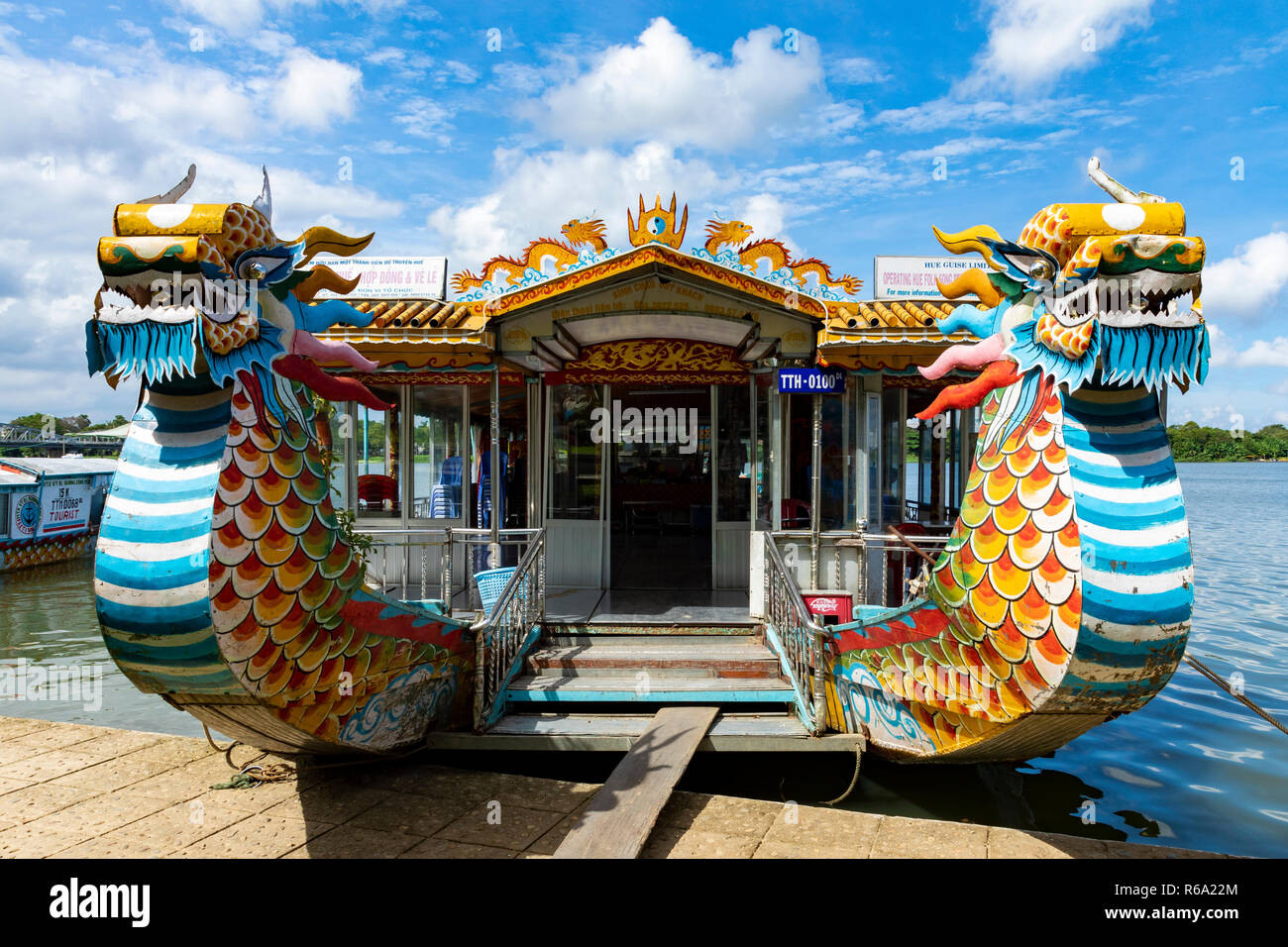 Traditional Dragon Boat on the Perfume River in Hue, Vietnam Stock ...
