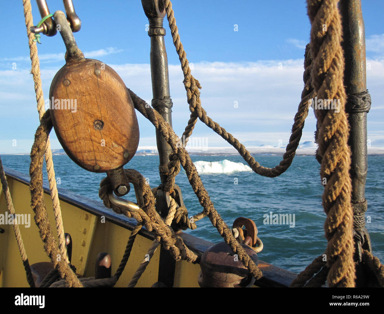 Sailing Ship At Svalbard Coast Stock Photo - Alamy