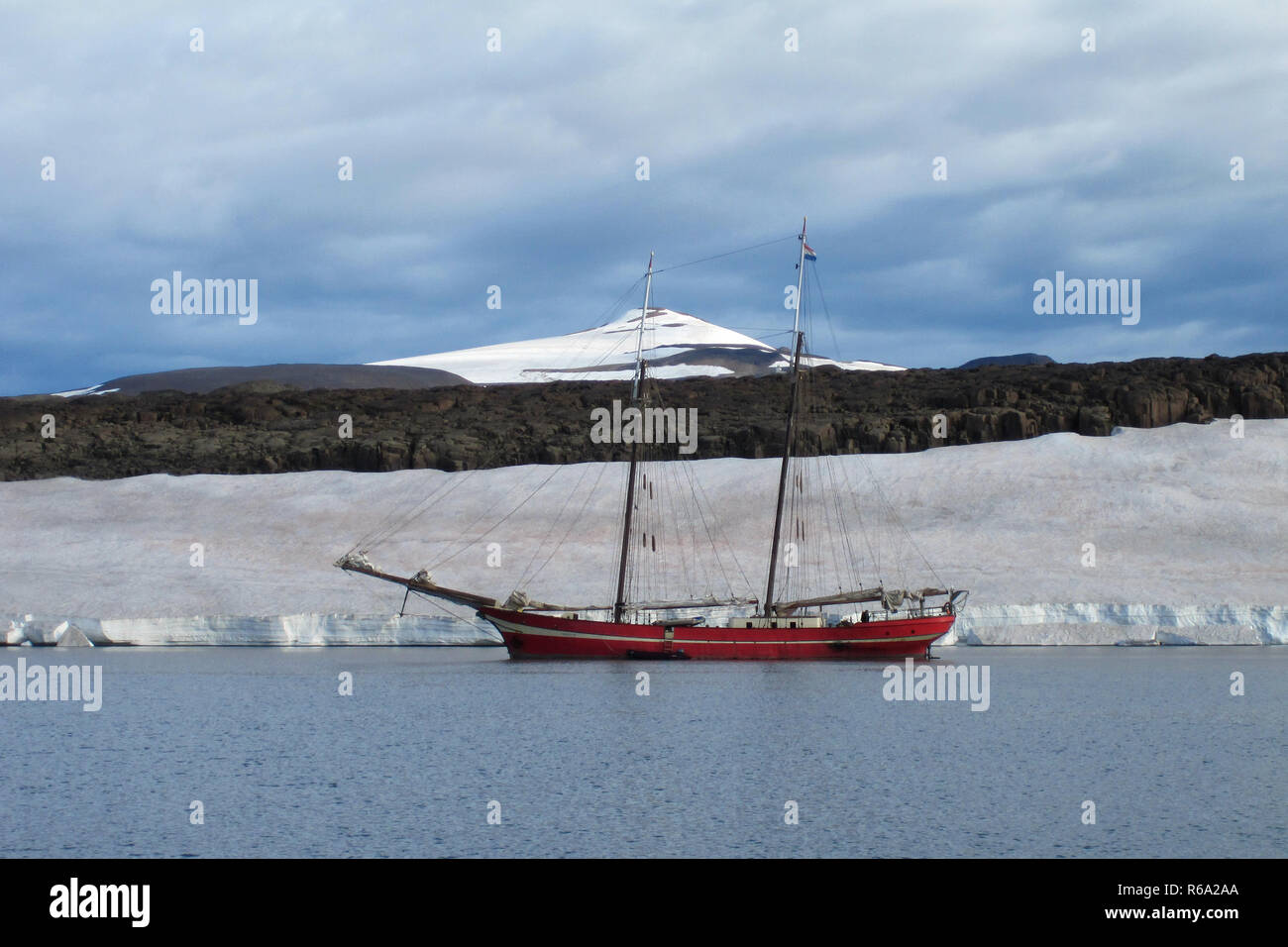 Sailing Ship At Svalbard Coast Stock Photo - Alamy