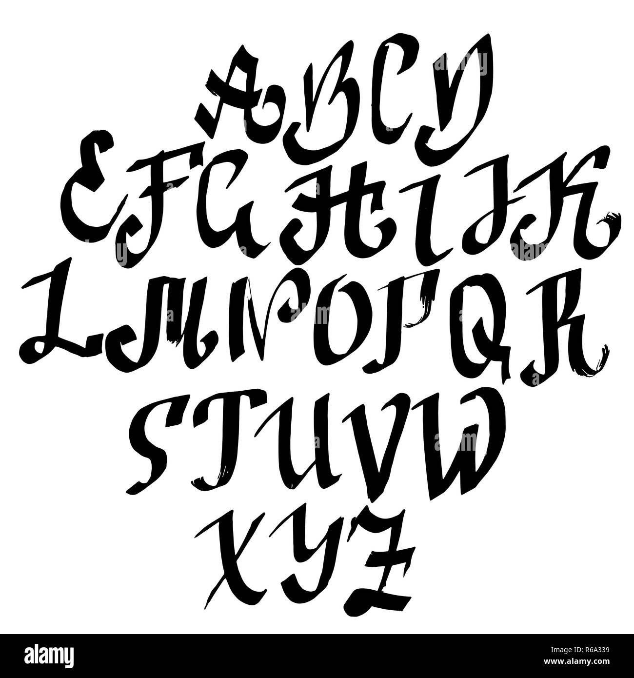 Grunge old pen gothic font. Blackletter script. Vector illustration ...